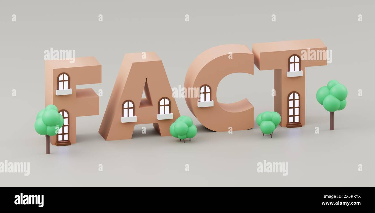 3d fact made of tiny houses on grey background, 3d render, sign design ...