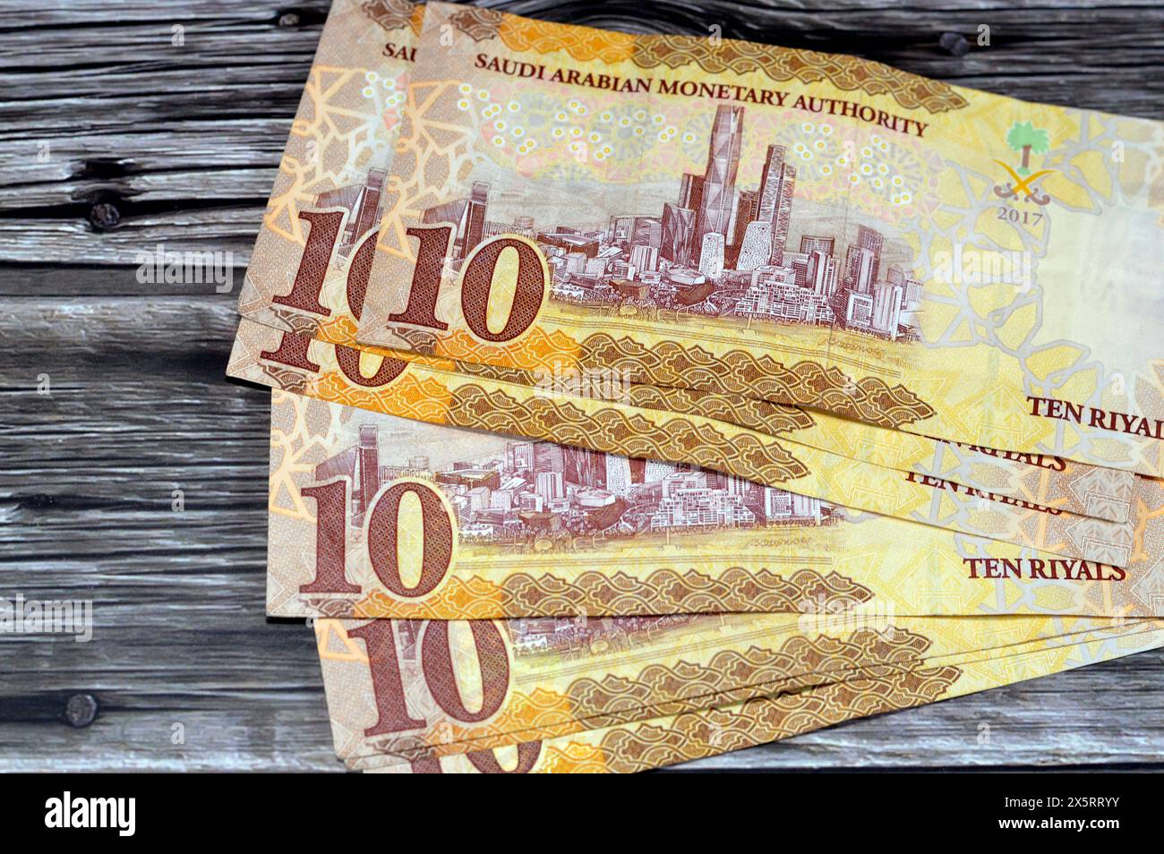 Saudi Arabia 10 SAR ten Saudi riyals cash money banknote with the photo ...