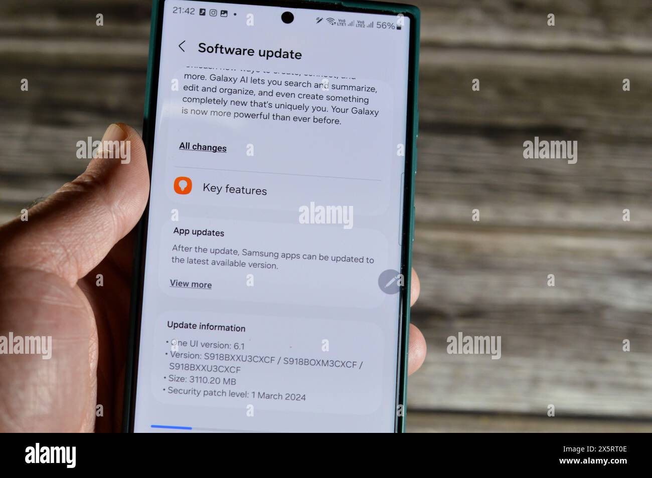 Cairo, Egypt, April 1 2024: Samsung software update for Samsung ...