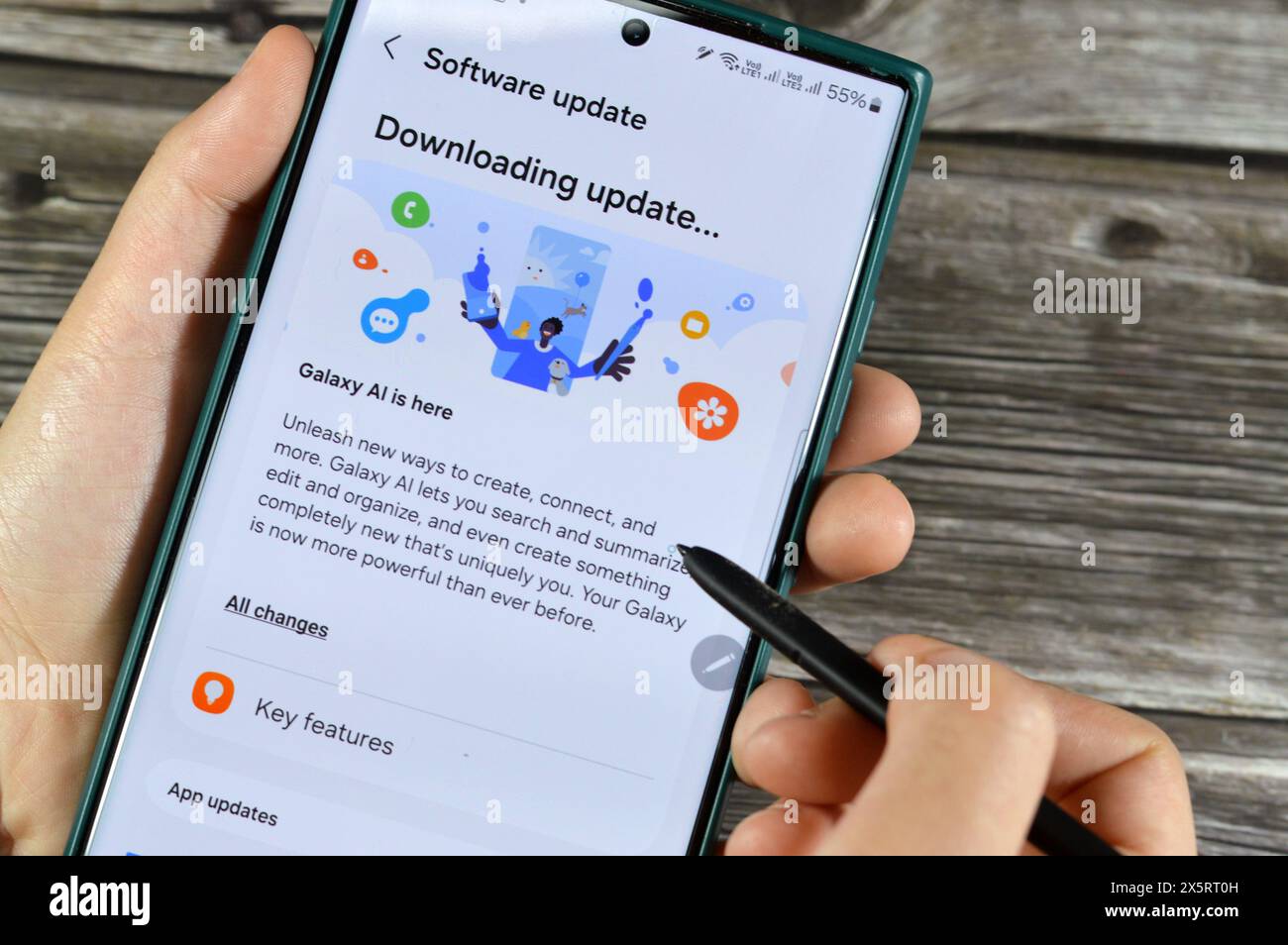 Cairo, Egypt, April 1 2024: Samsung software update for Samsung ...