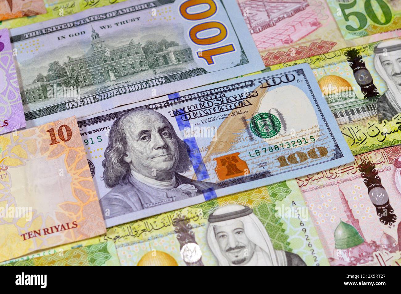 American USD money dollars bills, Saudi Arabia money banknotes bill of ...