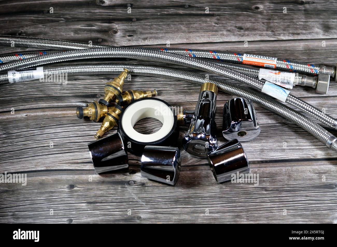 Cairo, Egypt, April 16 2024: water tube pipeline, single braided ...