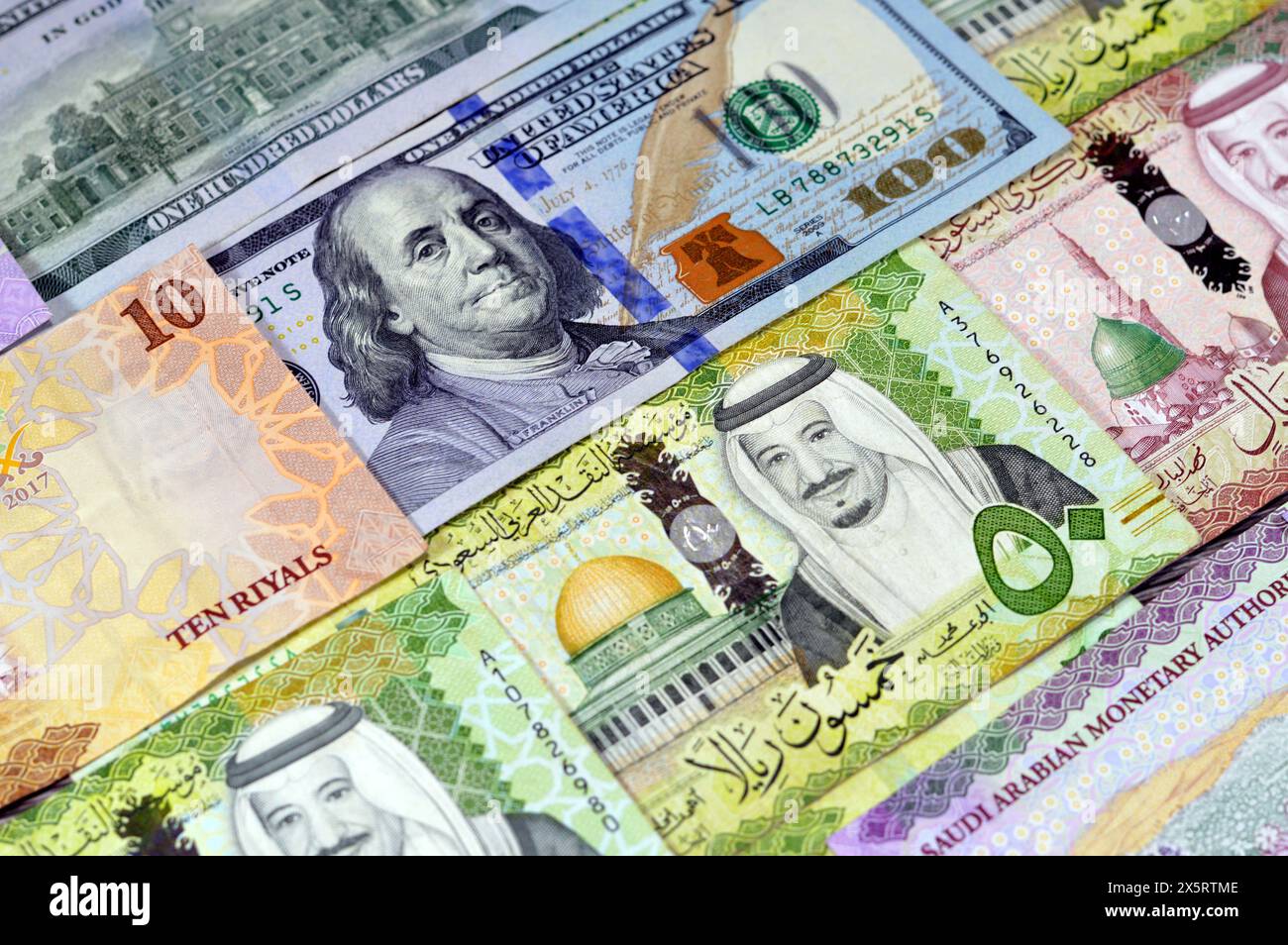American USD money dollars bills, Saudi Arabia money banknotes bill of ...