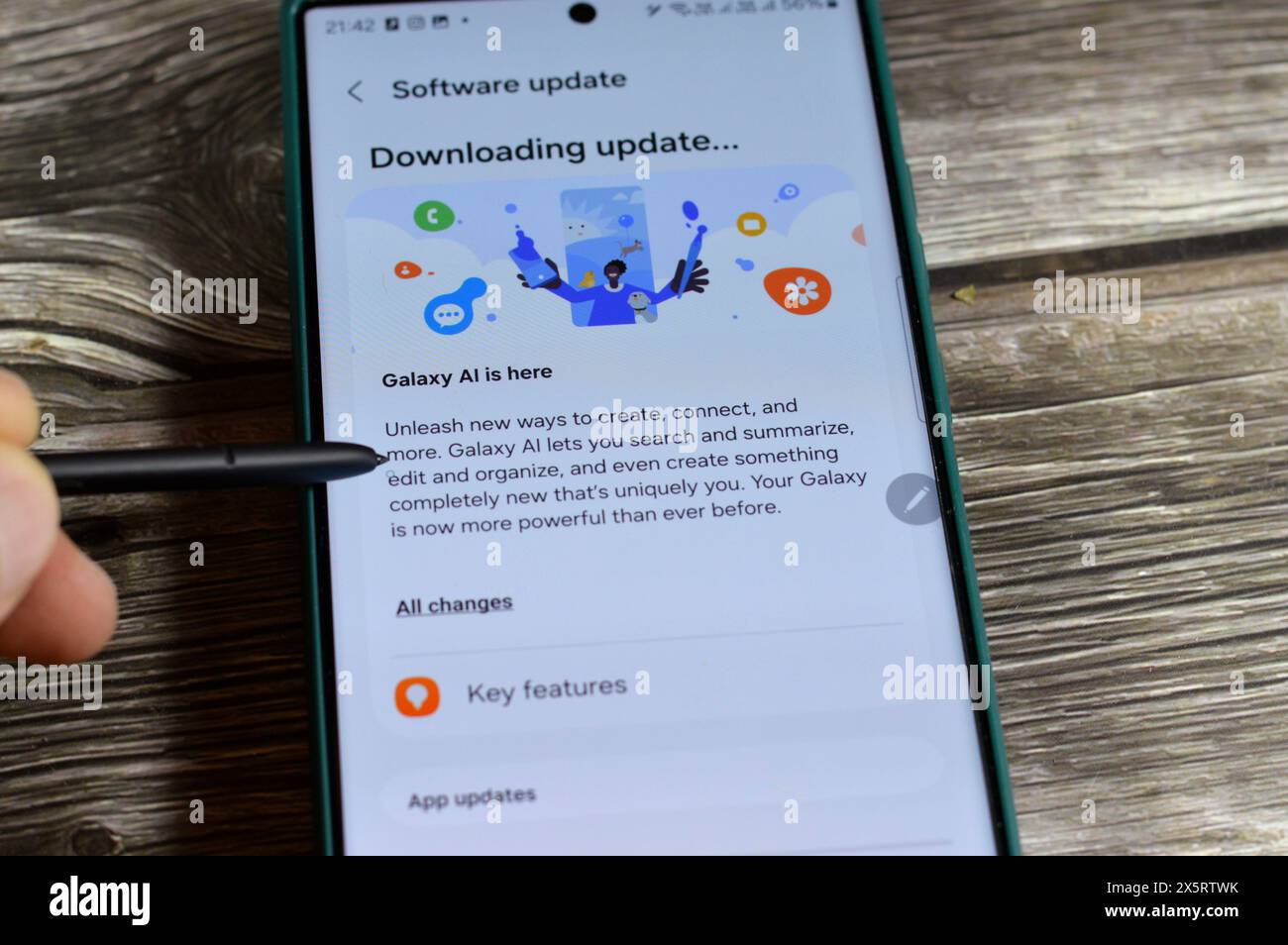 Cairo, Egypt, April 1 2024: Samsung software update for Samsung ...