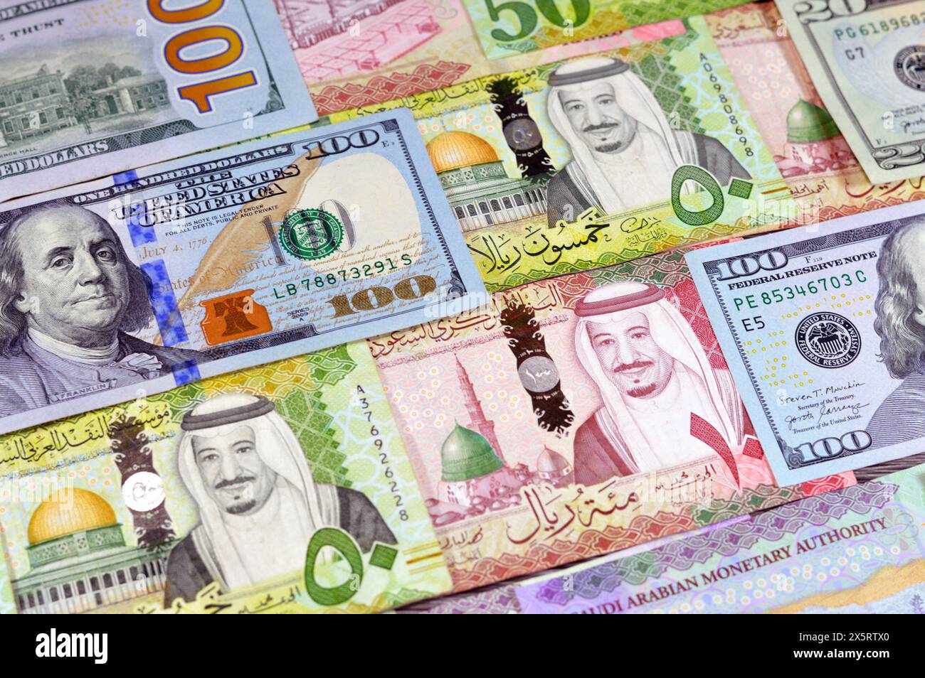 American USD money dollars bills, Saudi Arabia money banknotes bill of ...