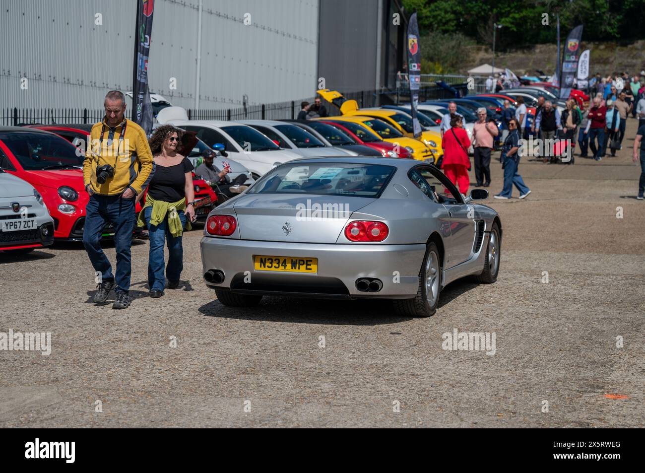 Italian car show at Brooklands museum in Surrey UK. Ferrari ...