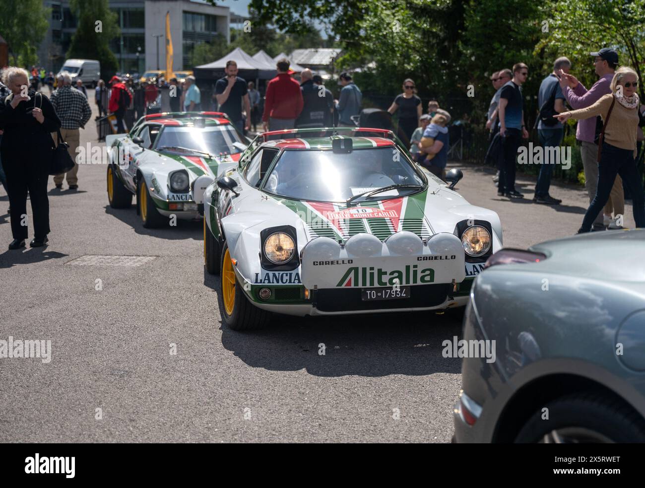 Italian car show at Brooklands museum in Surrey UK. Ferrari ...