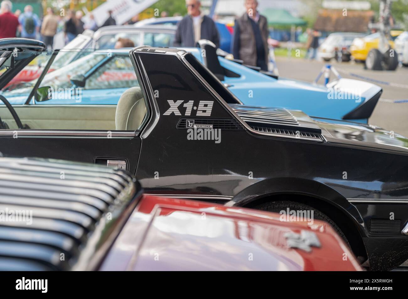 Italian car show at Brooklands museum in Surrey UK. Ferrari ...