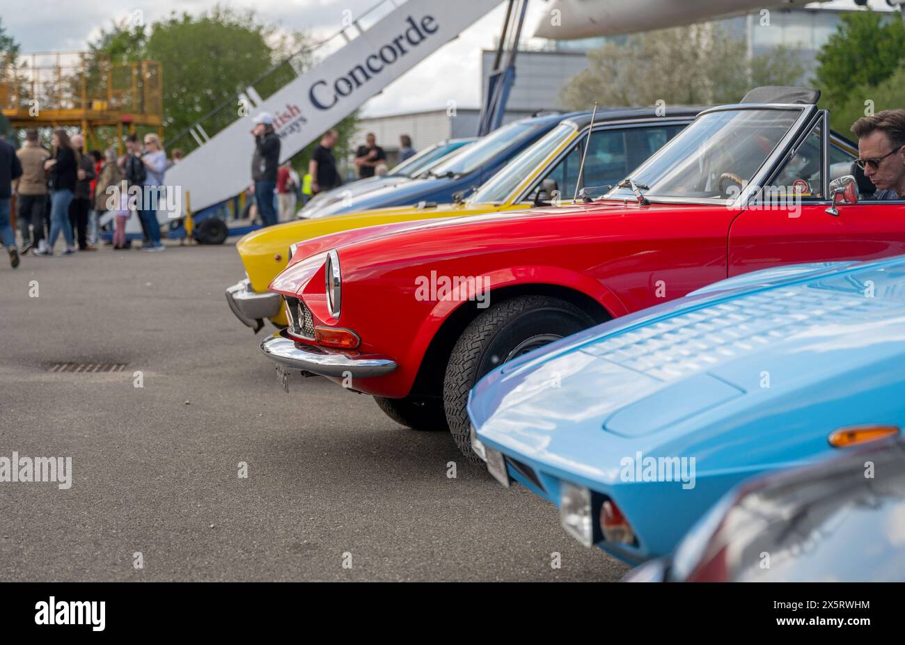 Italian car show at Brooklands museum in Surrey UK. Ferrari ...