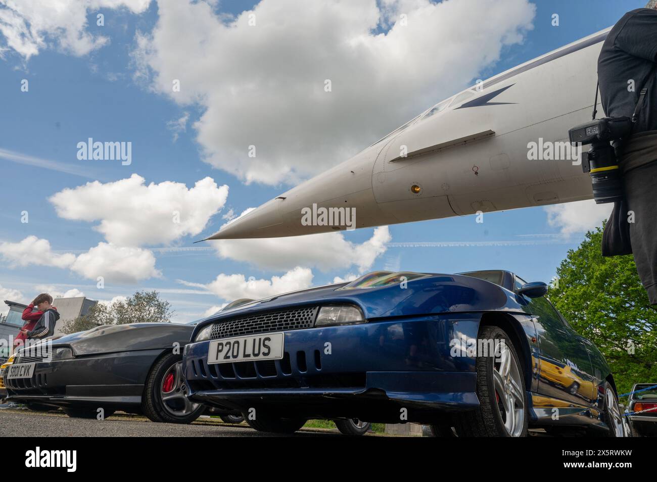 Italian car show at Brooklands museum in Surrey UK. Ferrari ...