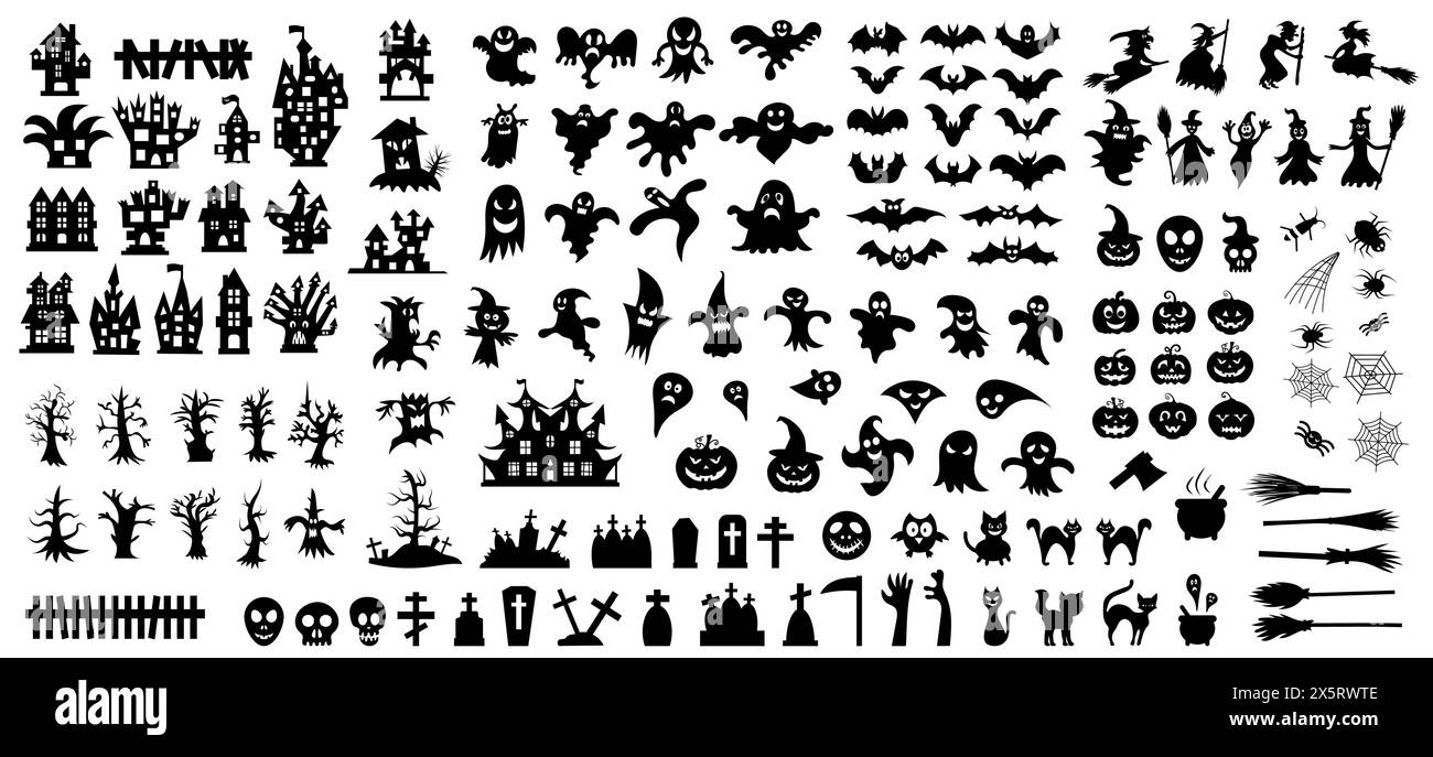 Big set of silhouettes of Halloween Stock Vector Image & Art - Alamy