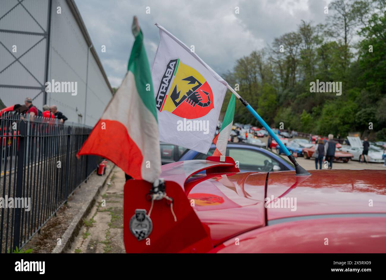 Italian car show at Brooklands museum in Surrey UK. Ferrari ...
