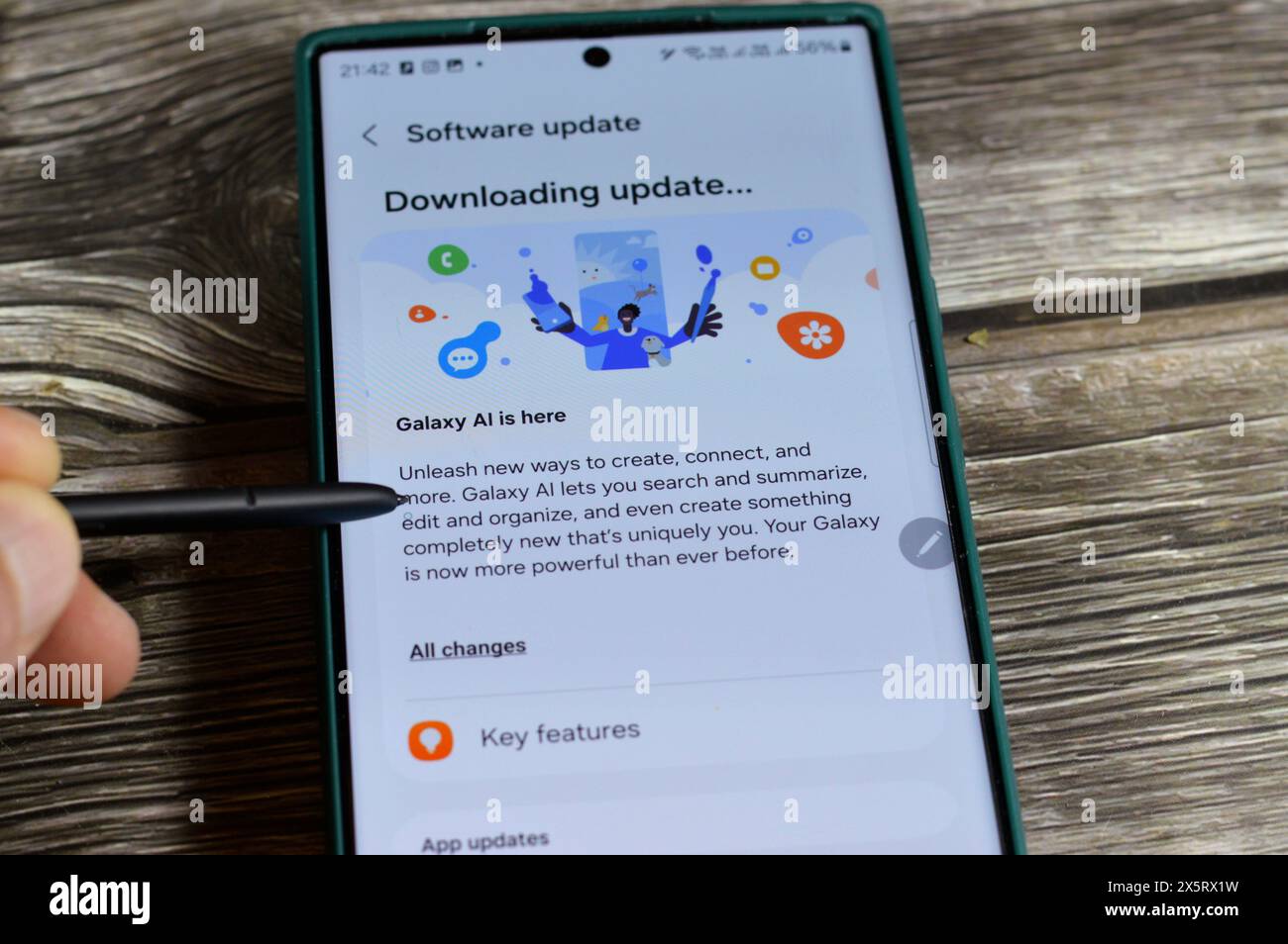 Cairo, Egypt, April 1 2024: Samsung software update for Samsung ...