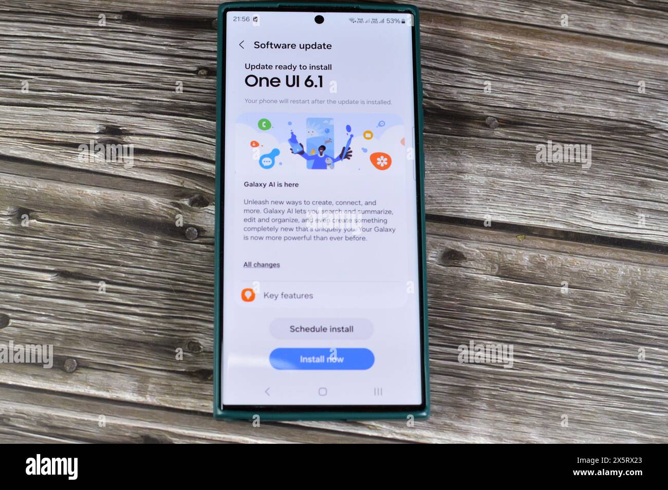 Cairo, Egypt, April 1 2024: Samsung software update for Samsung ...