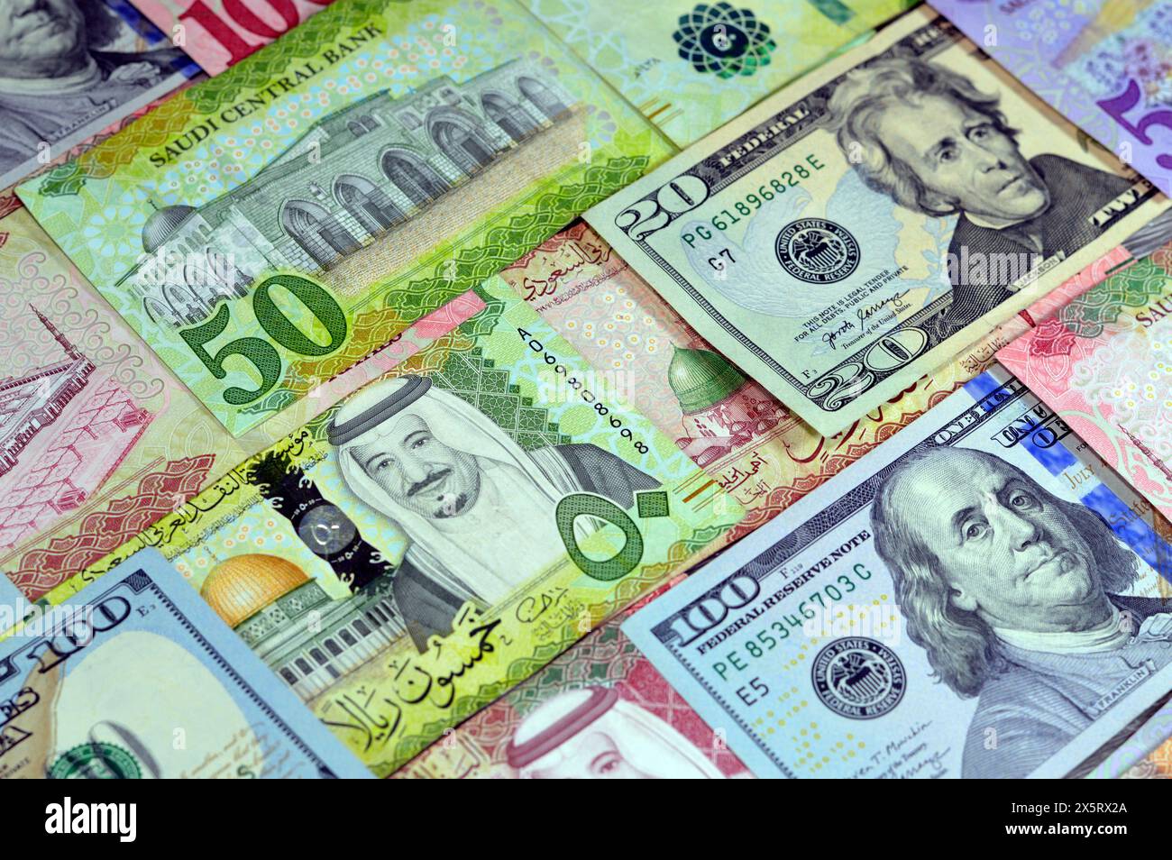 American USD money dollars bills, Saudi Arabia money banknotes bill of ...