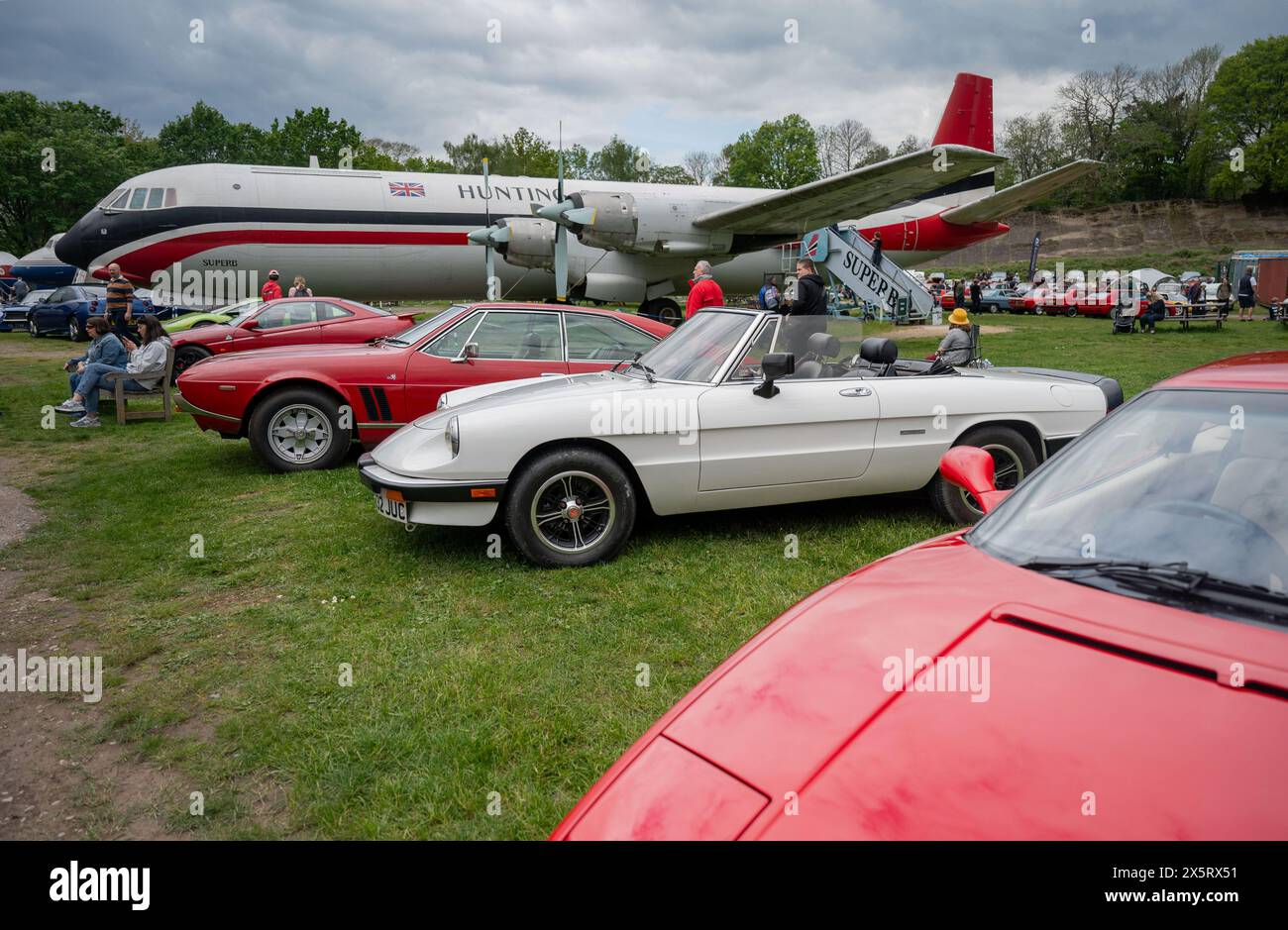 Italian car show at Brooklands museum in Surrey UK. Ferrari ...