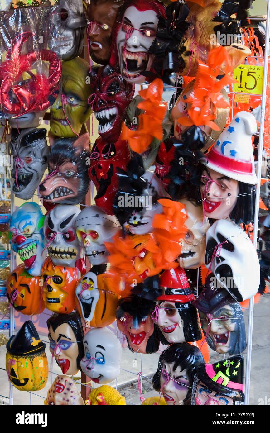 Oaxaca, Mexico, North America. Plastic Masks for Day of the Dead ...