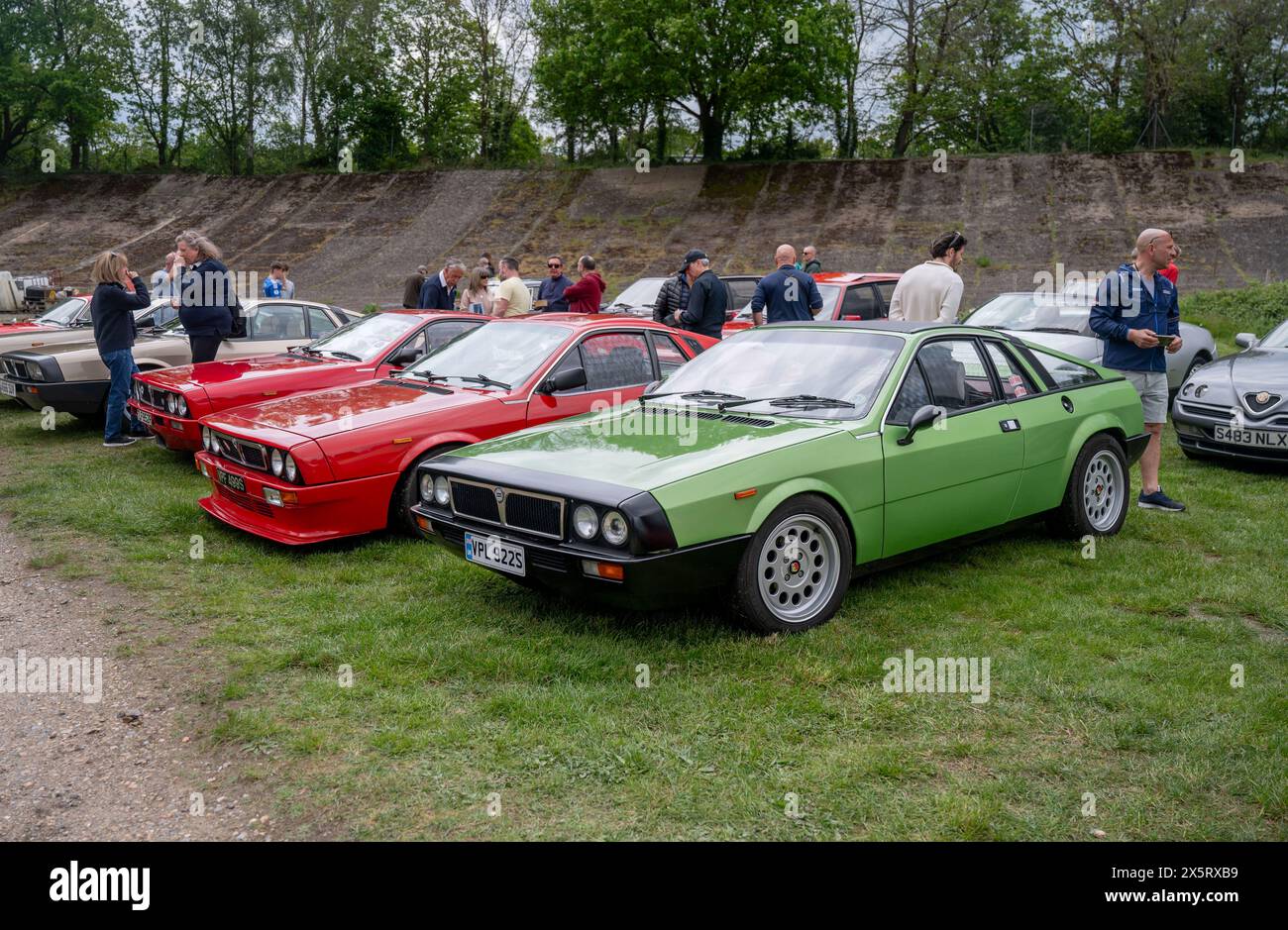 Italian car show at Brooklands museum in Surrey UK. Ferrari ...