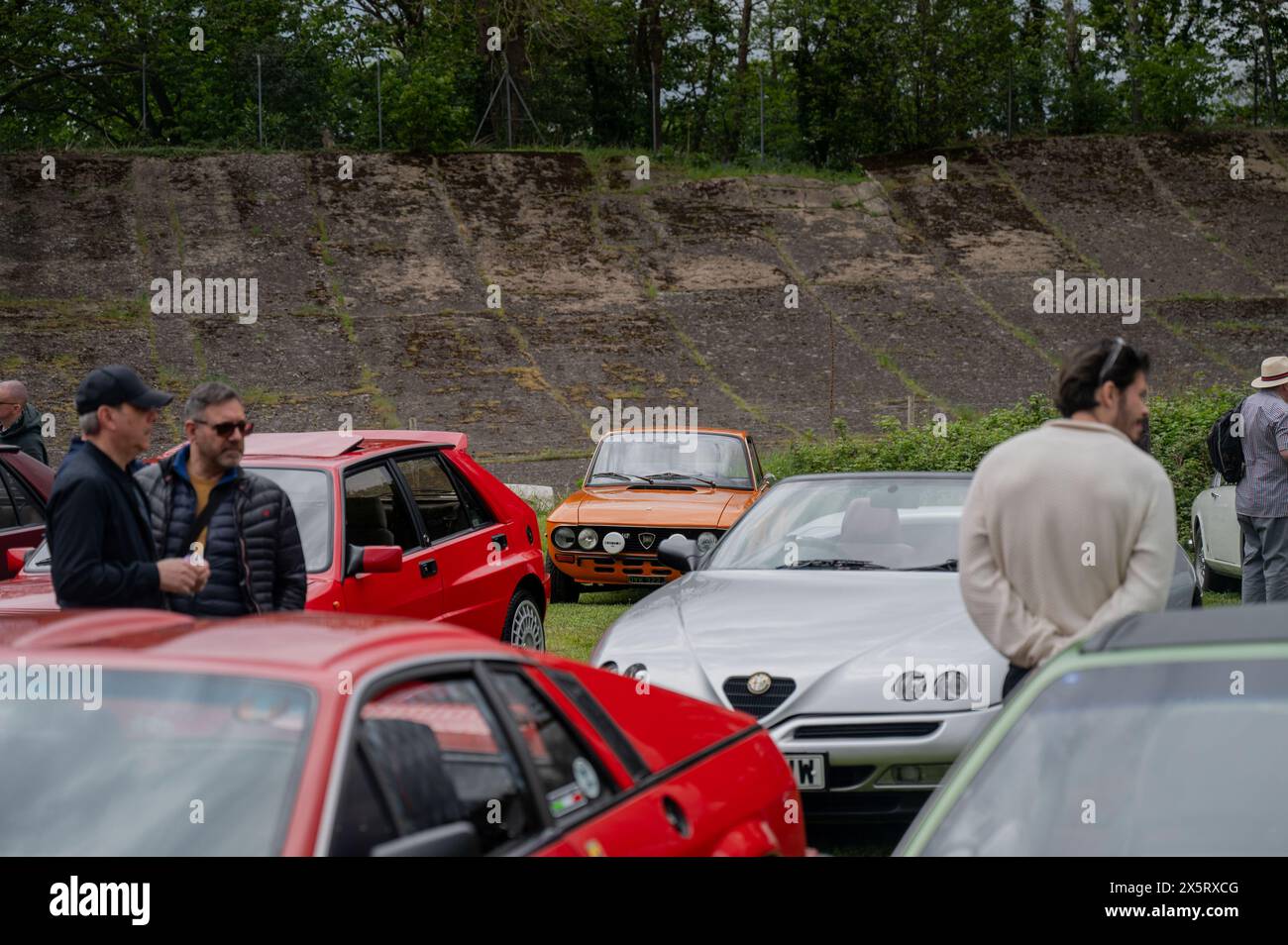 Italian car show at Brooklands museum in Surrey UK. Ferrari ...