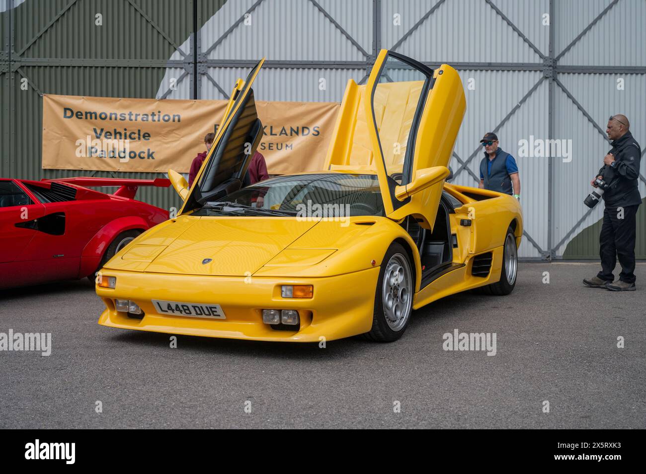 Italian car show at Brooklands museum in Surrey UK. Ferrari ...