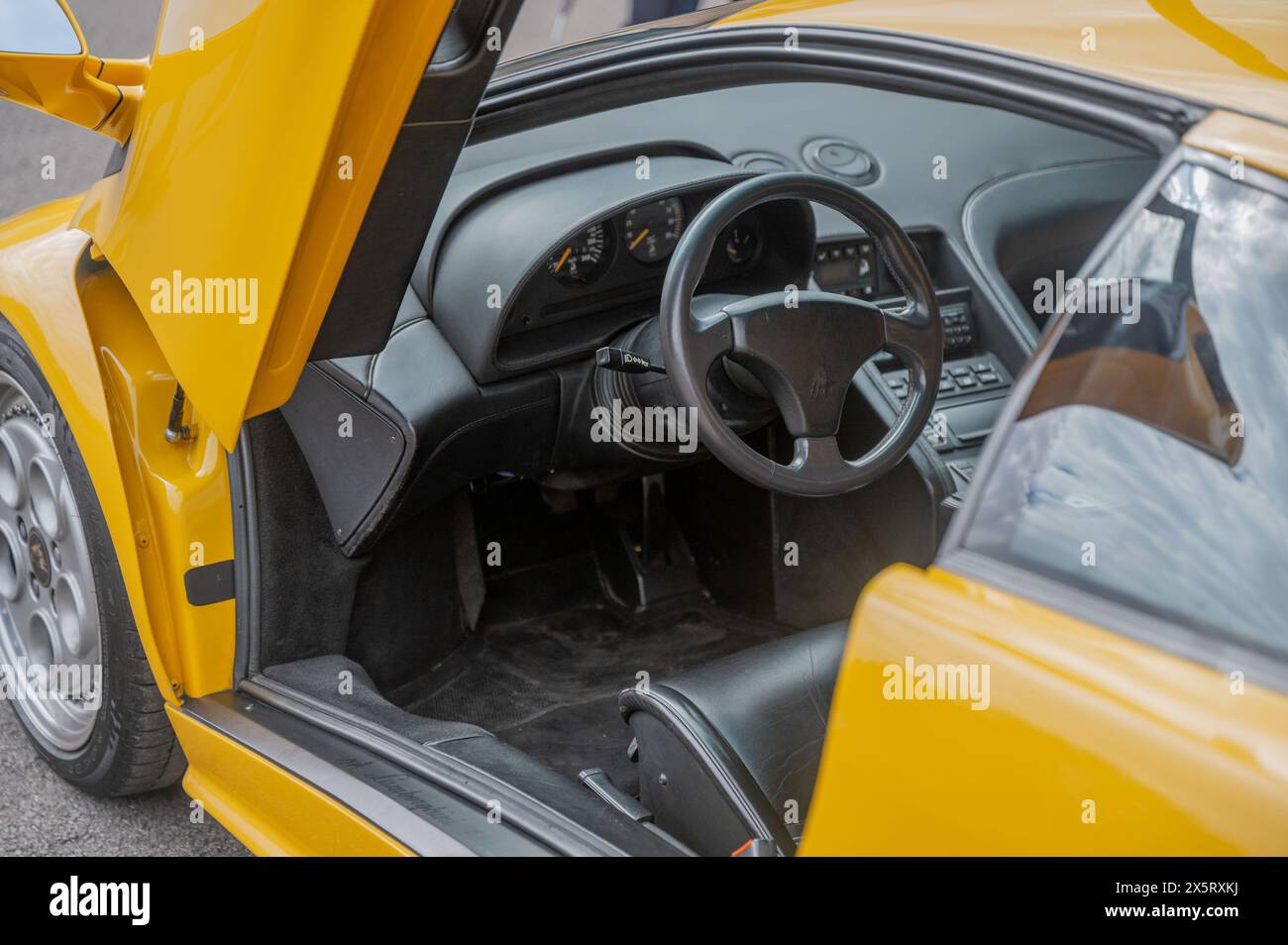 Italian car show at Brooklands museum in Surrey UK. Ferrari ...