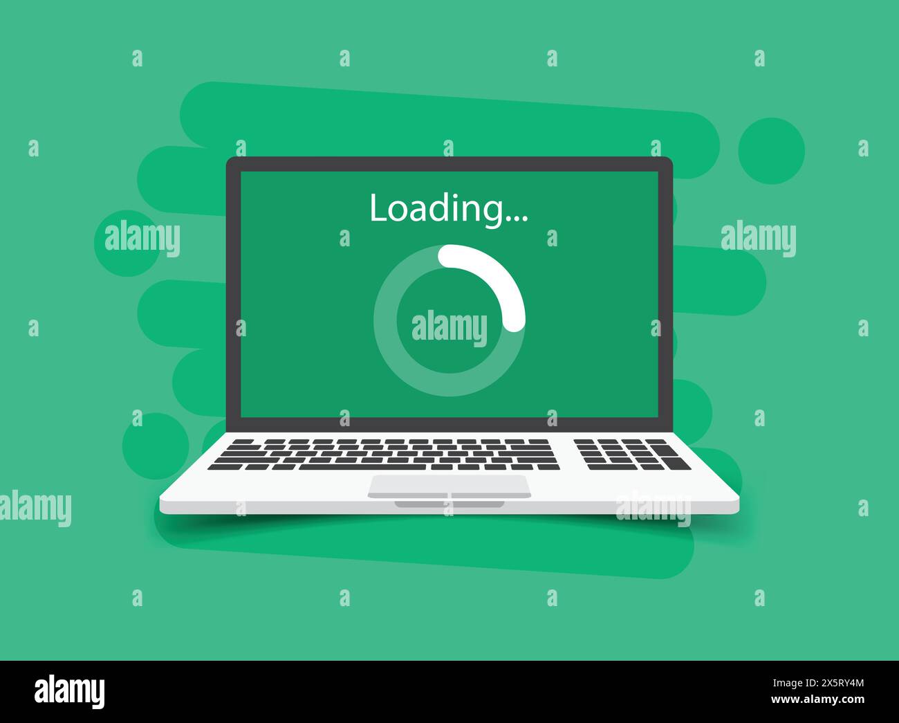 Laptop Loading Process Icon In Flat Style Software Update Vector