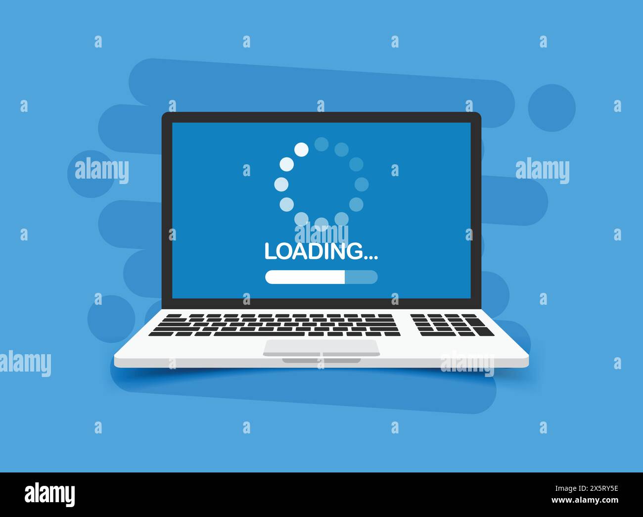 Laptop Loading Process Icon In Flat Style Software Update Vector