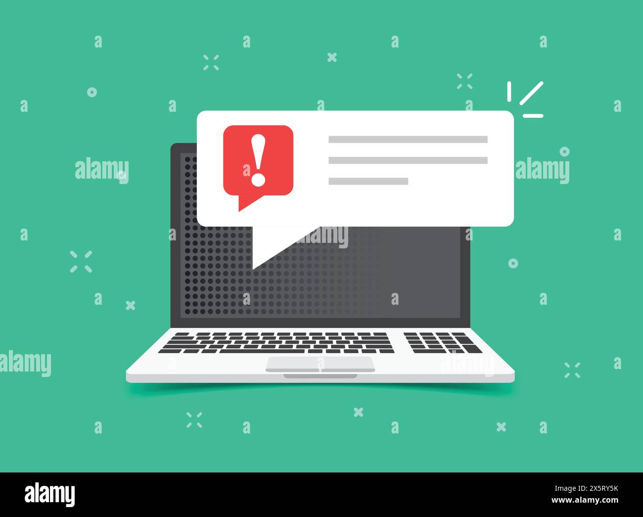 Laptop notification icon in flat style. Computer vector illustration on isolated background ...