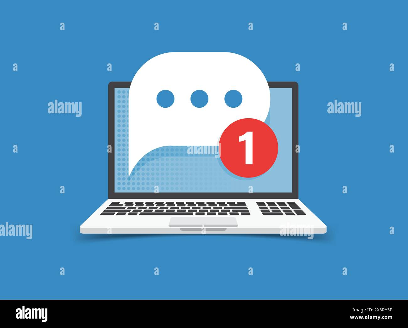 Laptop notification icon in flat style. Computer vector illustration on isolated background ...