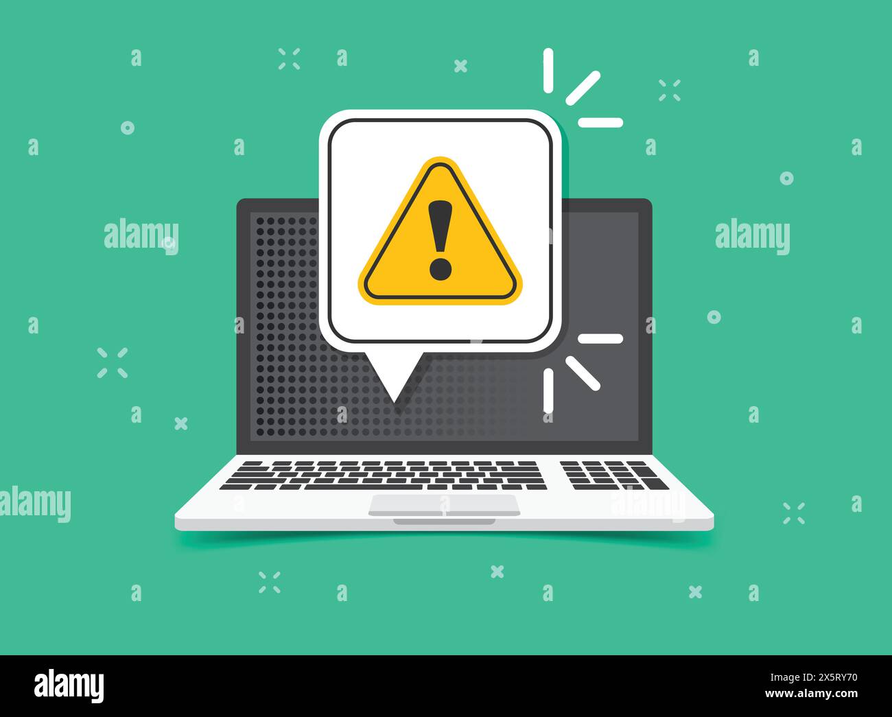 Laptop notification icon in flat style. Computer vector illustration on ...