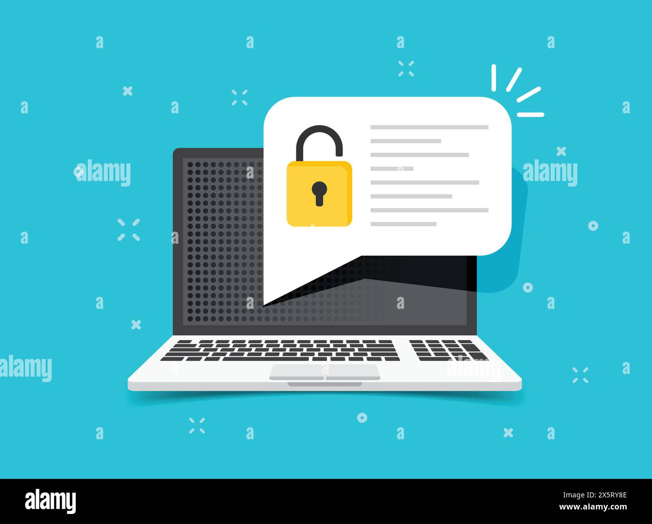 Laptop With Account Login Icon In Flat Style Password Form Page Vector
