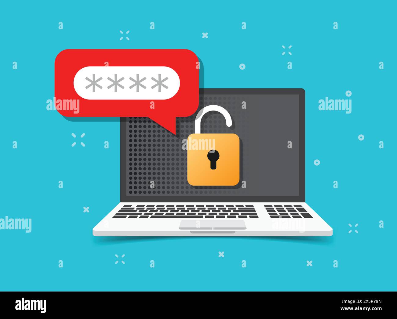 Laptop With Account Login Icon In Flat Style Password Form Page Vector