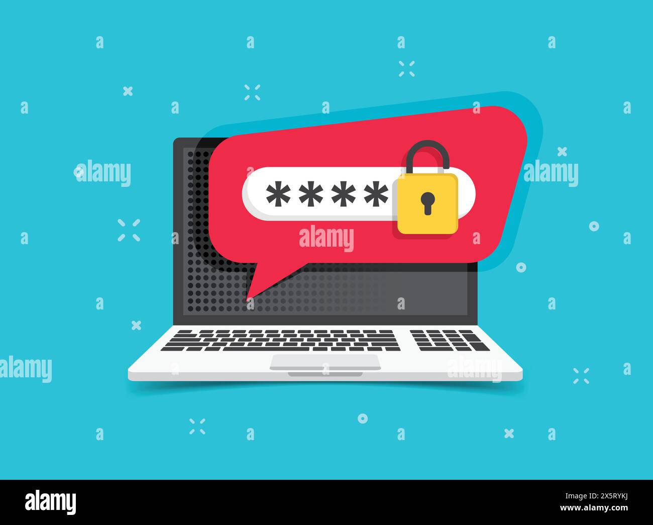 Laptop With Account Login Icon In Flat Style Password Form Page Vector