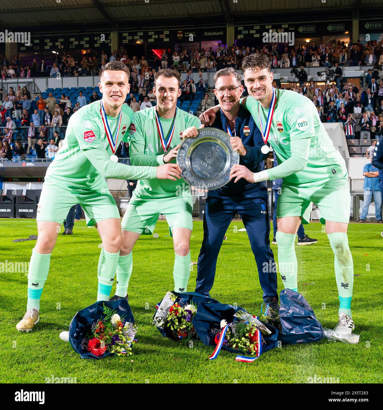 TILBURG, NETHERLANDS - MAY 10: Connor van den Berg of Willem II, Maarten Schut of Willem II ...
