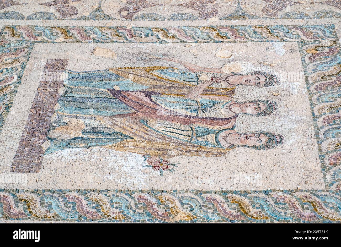 The Three Horae Mosaic. This central mosaic floor depicts the Three ...