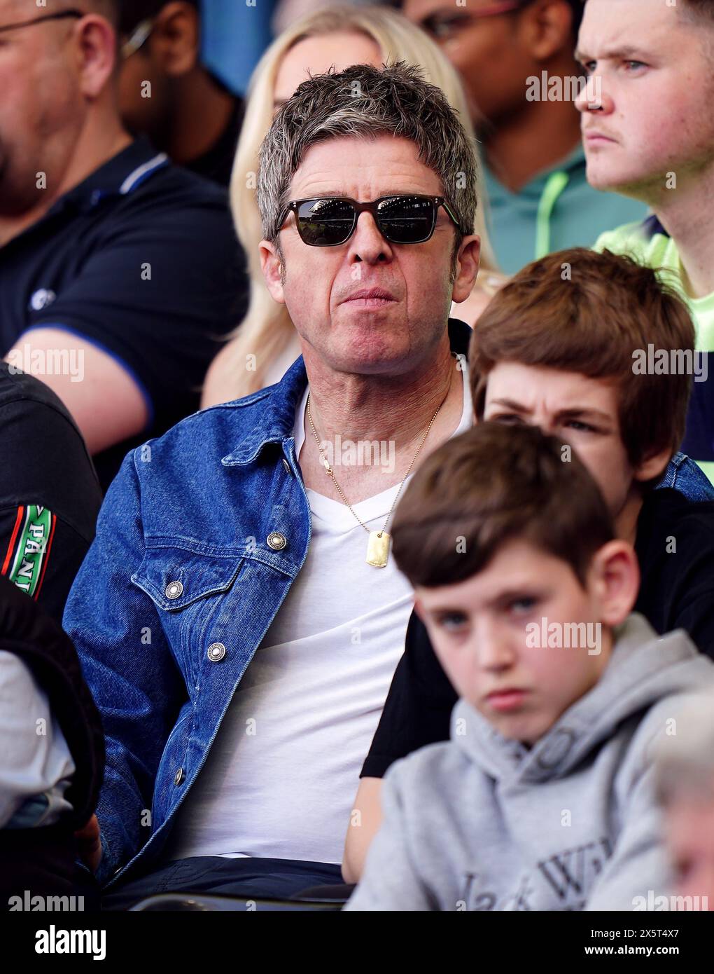 Singer-songwriter and Manchester City fan Noel Gallagher in the stands ...