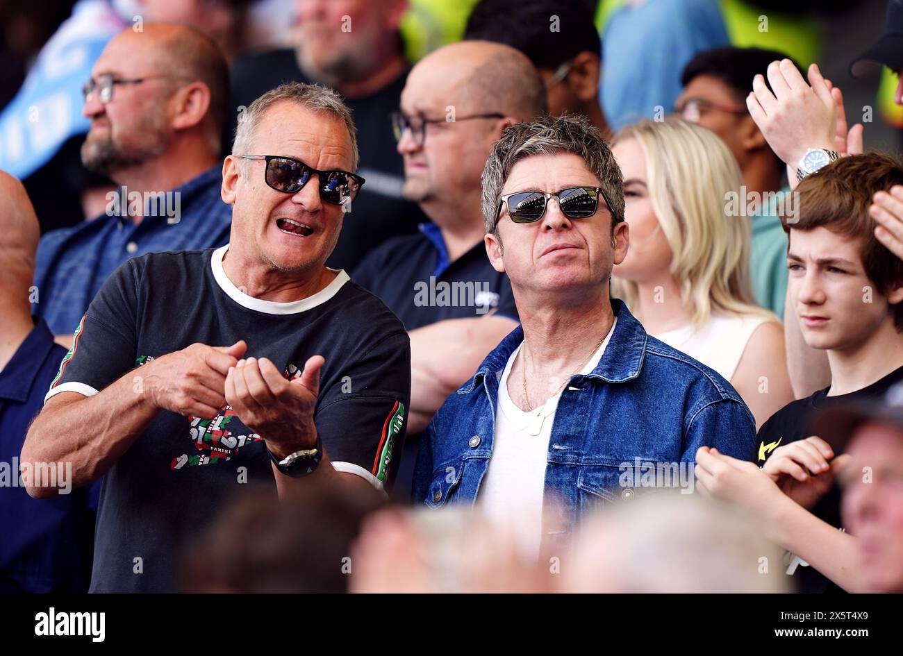 Singer-songwriter and Manchester City fan Noel Gallagher in the stands ...