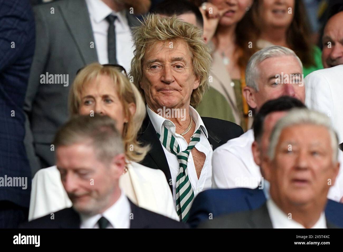 Celtic fan Sir Rod Stewart during the cinch Premiership match at the ...
