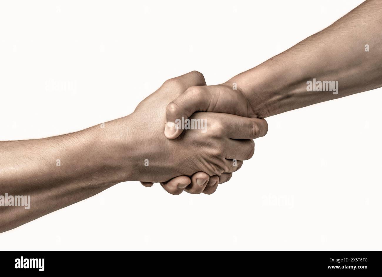 Two hands touching each other. Friendly handshake. Two hands, shaking ...