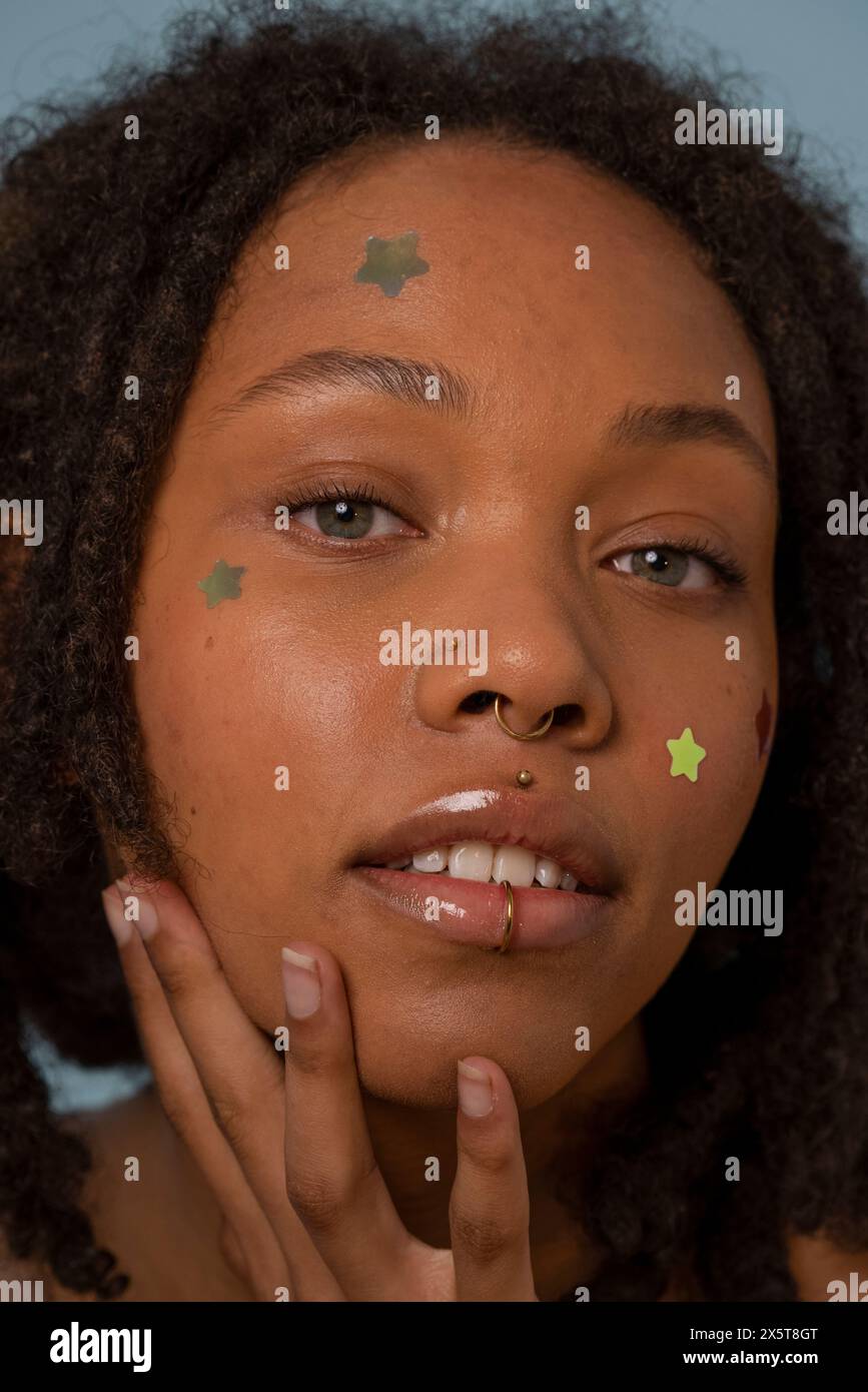 Young black woman sticker on hi-res stock photography and images - Alamy