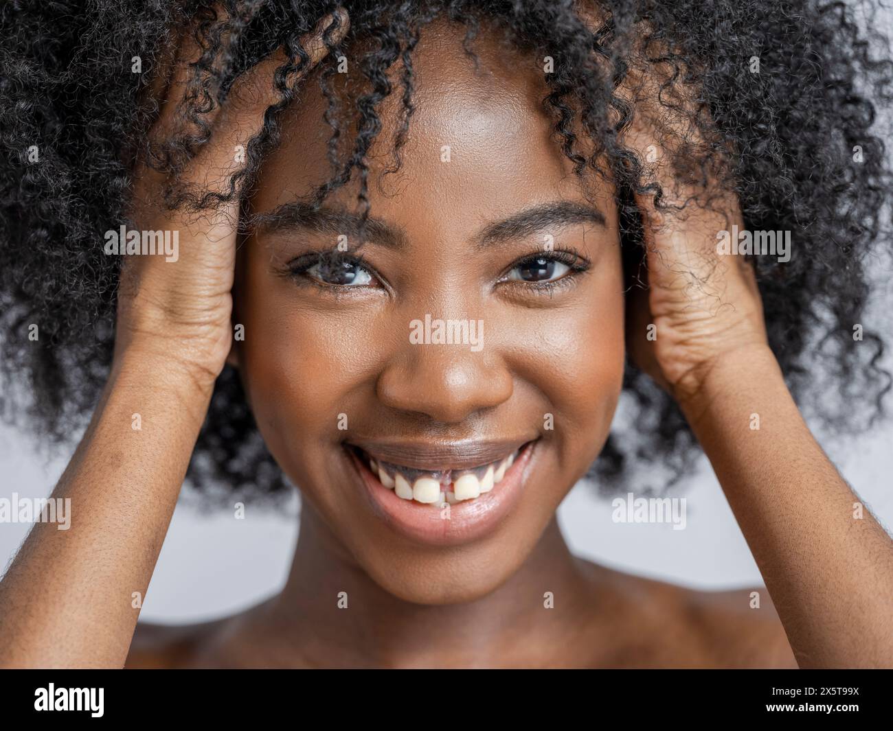 Woman cheerful studio portrait hi-res stock photography and images - Alamy