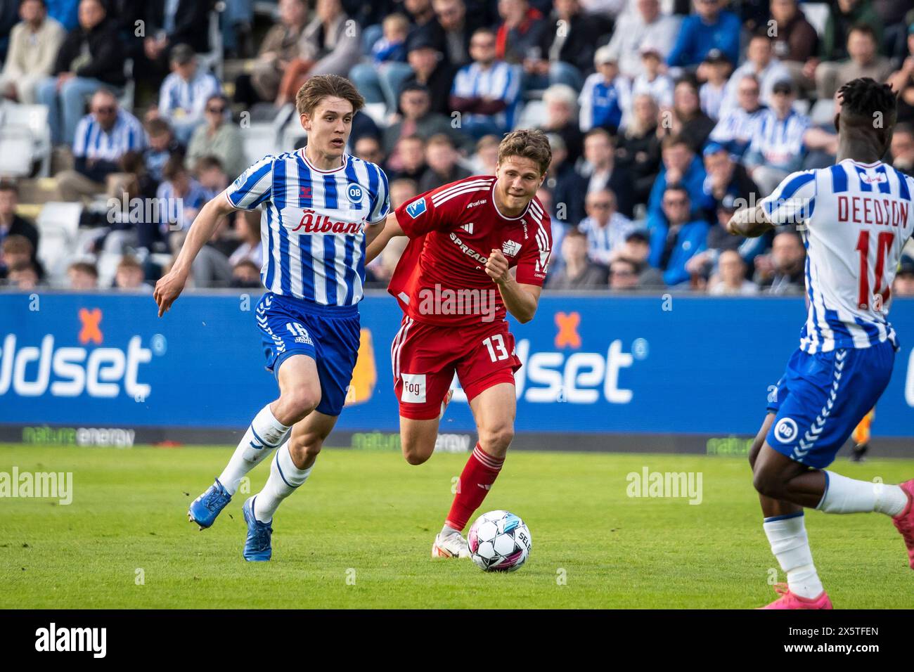 Odense, Denmark. 10th, May 2024. Max Ejdum (18) of OB and Casper ...