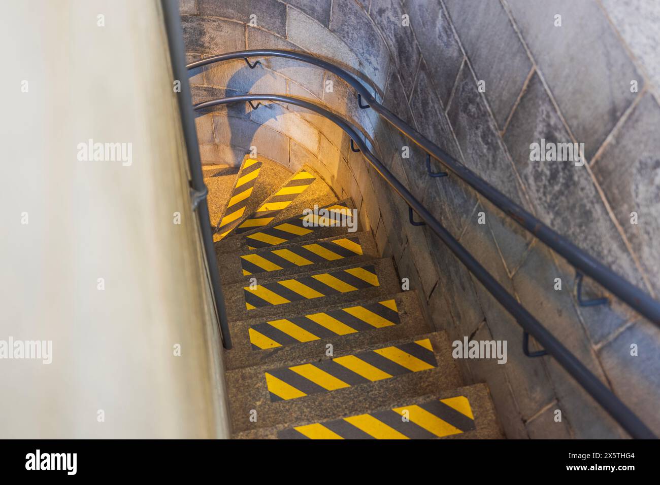 Close-up view of the winding stone staircase at Belvedere Castle in ...