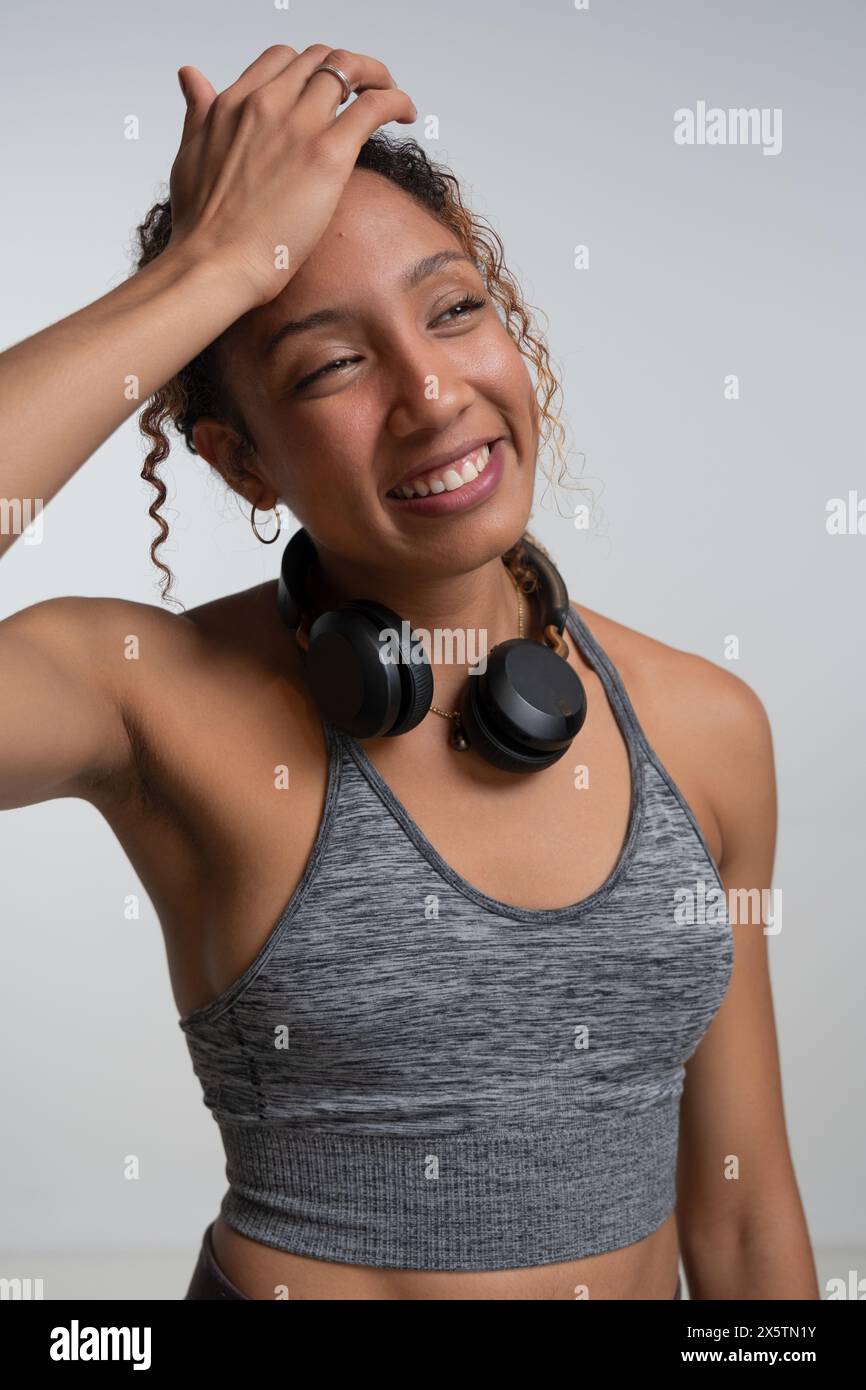 Headphones around neck hi-res stock photography and images - Alamy