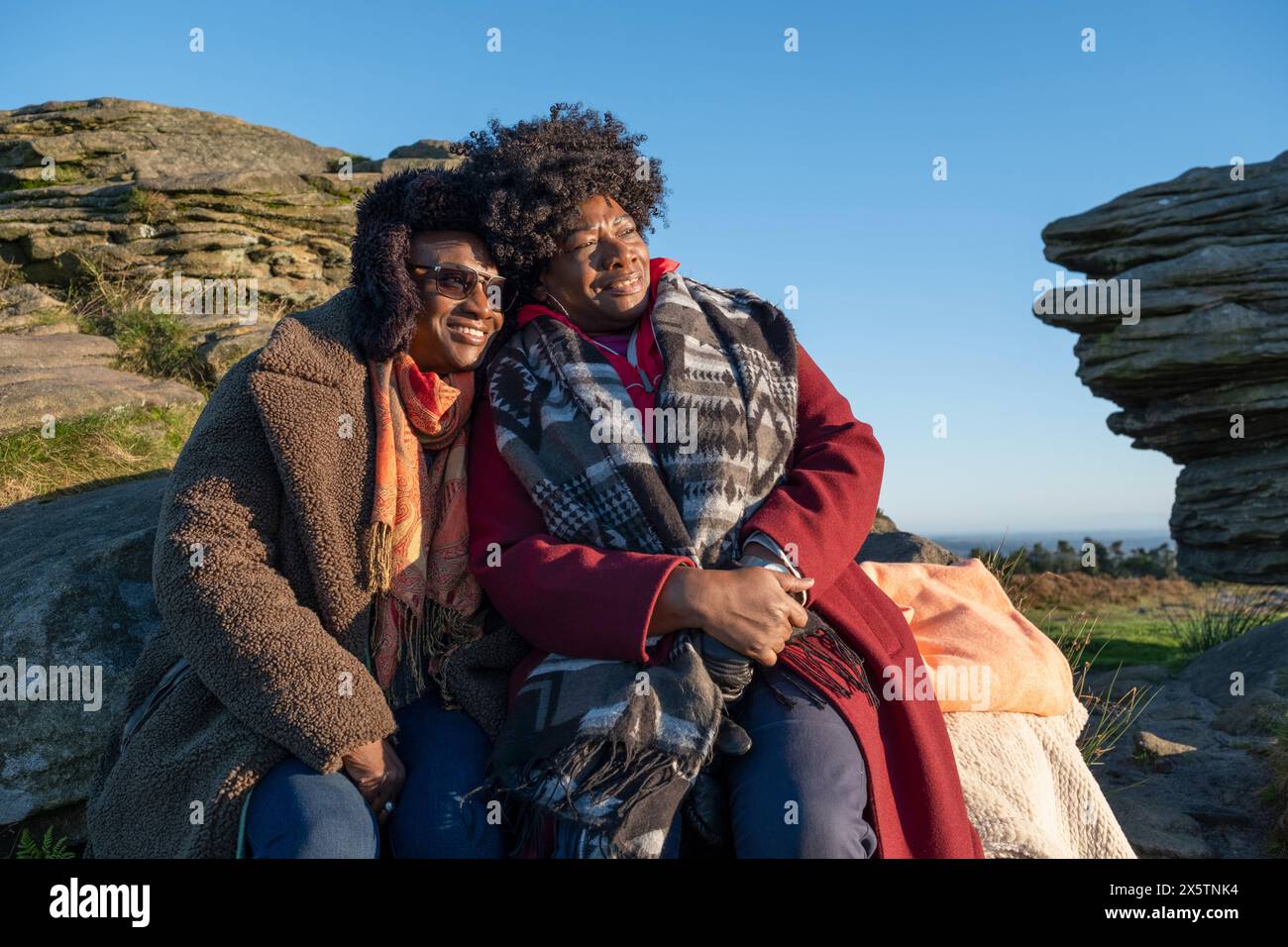 Two senior women relaxing in nature Stock Photo - Alamy