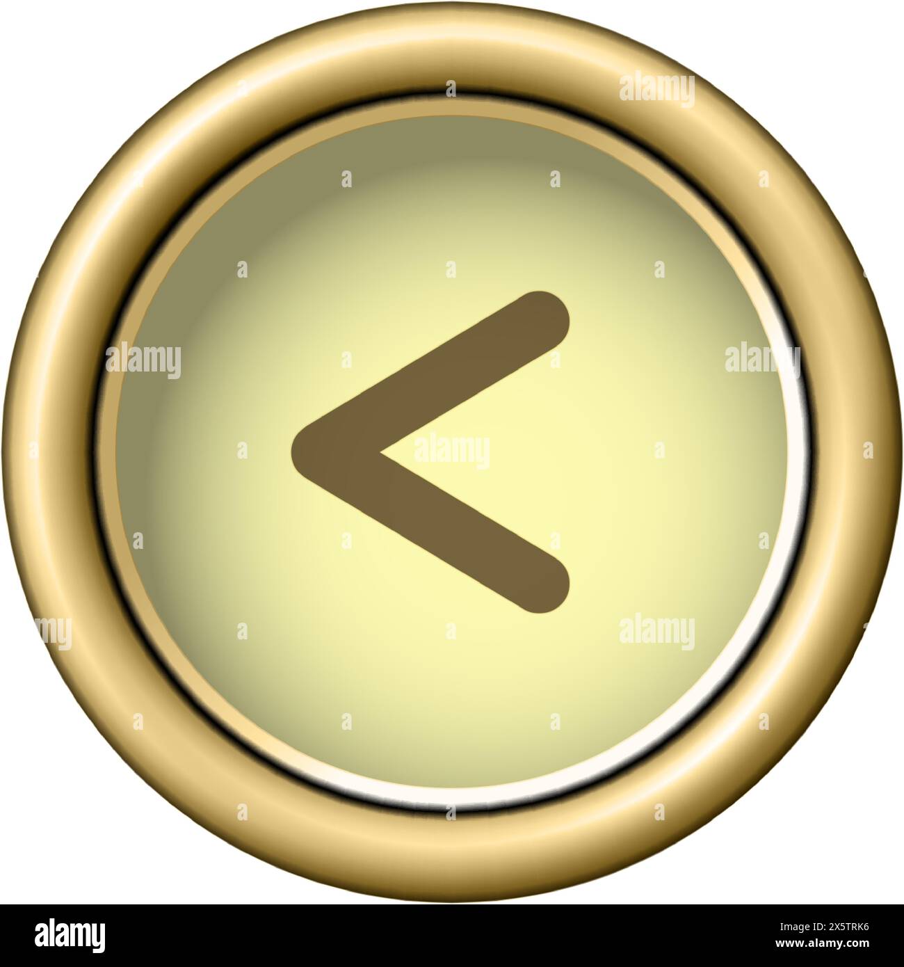 Less-than sign. Vintage golden typewriter button isolated on white ...