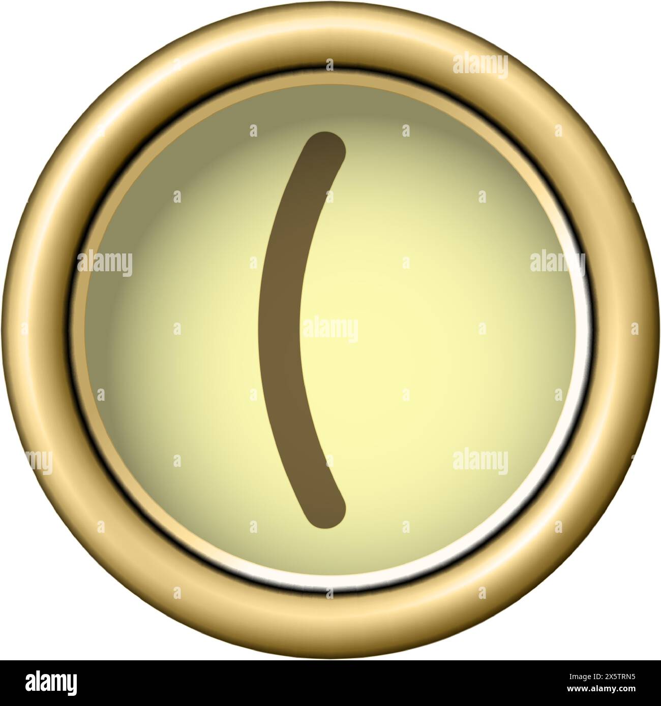 Bracket symbol. Vintage golden typewriter button isolated on white ...