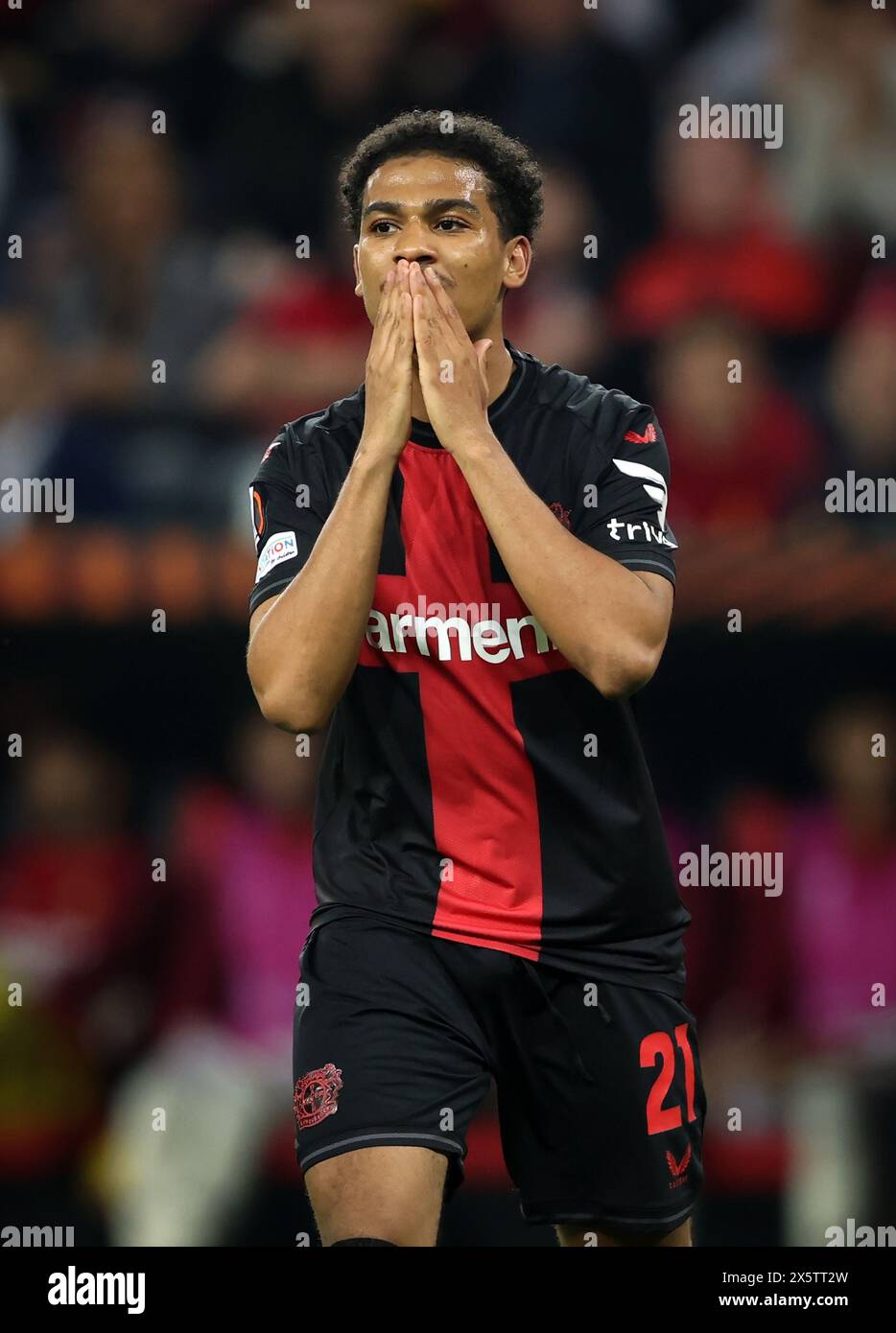 LEVERKUSEN, GERMANY - MAY 09: Amine Adli of Bayer Leverkusen reacts ...
