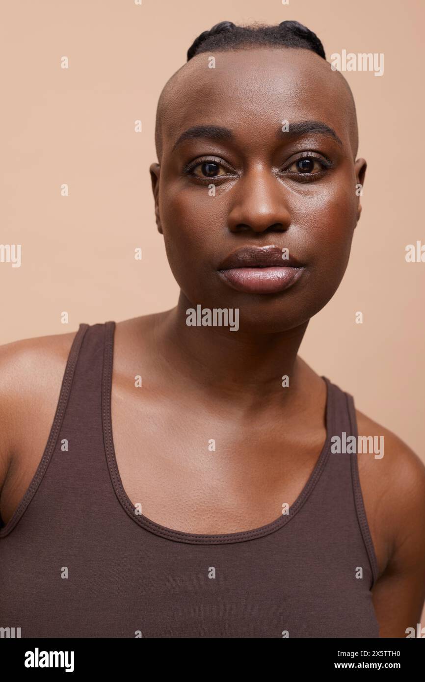 Portrait of beautiful woman with mohawk hair Stock Photo - Alamy