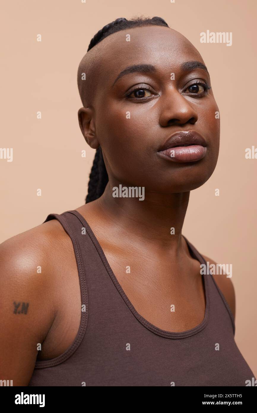 Portrait of beautiful woman with mohawk hair Stock Photo - Alamy